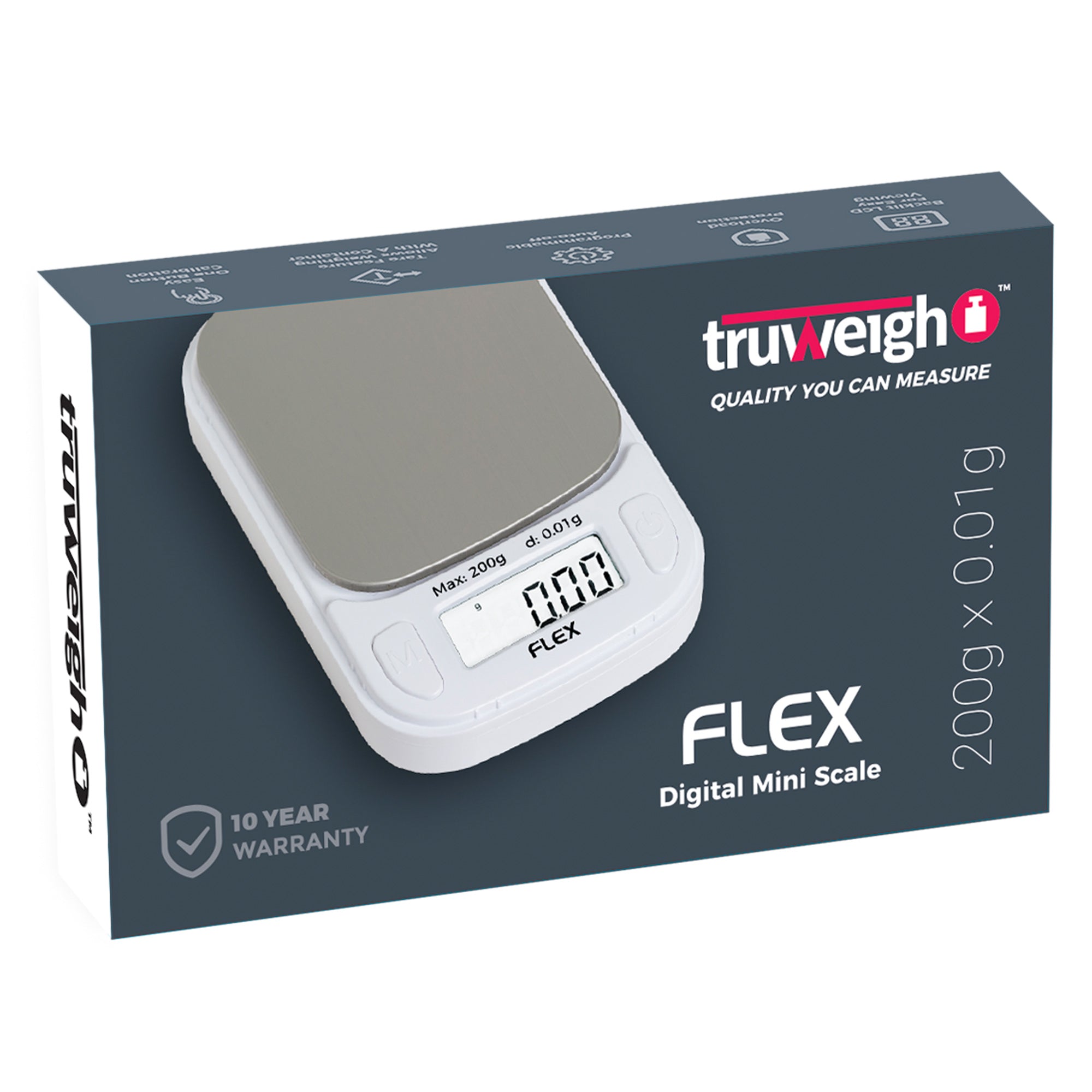 Truweigh Flex Mini Scale – 200g x 0.01g - White
