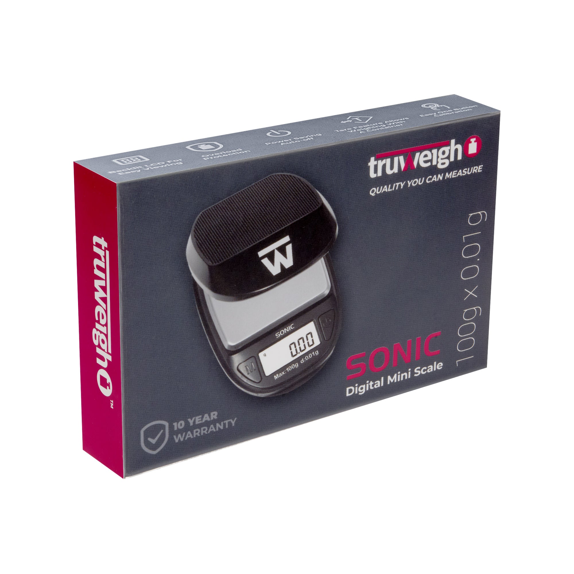 Truweigh Sonic Digital Mini Scale - 100g x 0.01g - Black Compact Scale