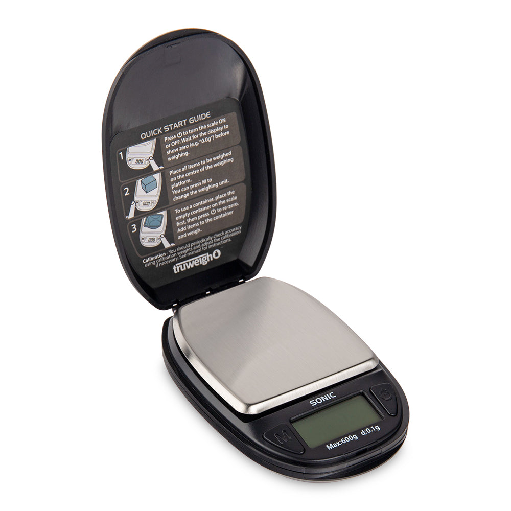 Truweigh Sonic Digital Mini Scale - 600g x 0.1g - Black Compact Scale